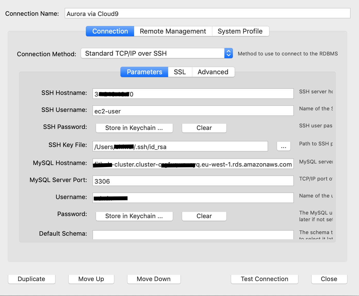 amazon web services - Bad authentication - MySQL Workbench to serverless Aurora via Cloud9 ...